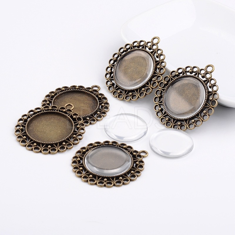25mm Dome Transparent Glass Cabochons and Alloy Pendant Cabochon ...